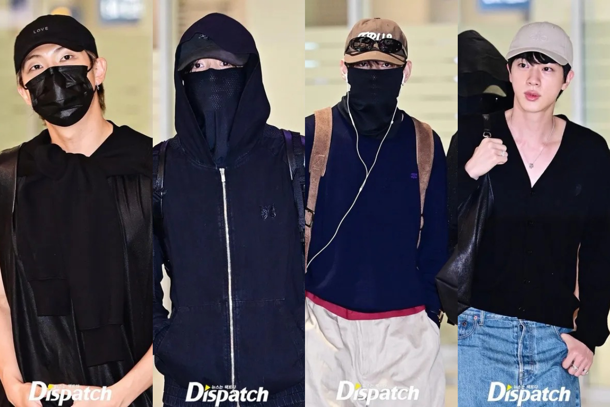 BTS Pulang dari LA, Penampilan V dan Jungkook Pakai Masker Jaring di ...